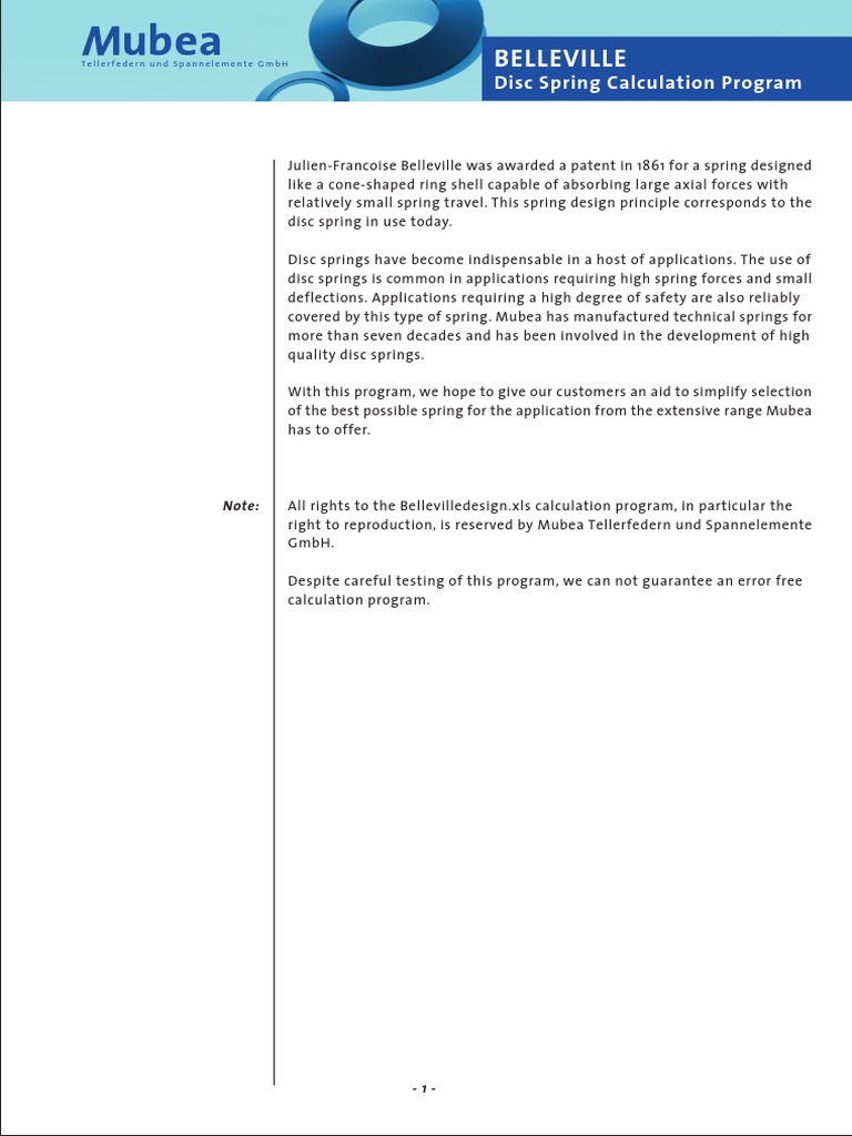 Manual Disc Spring Calculation Program | PDF | Microsoft Excel ...
