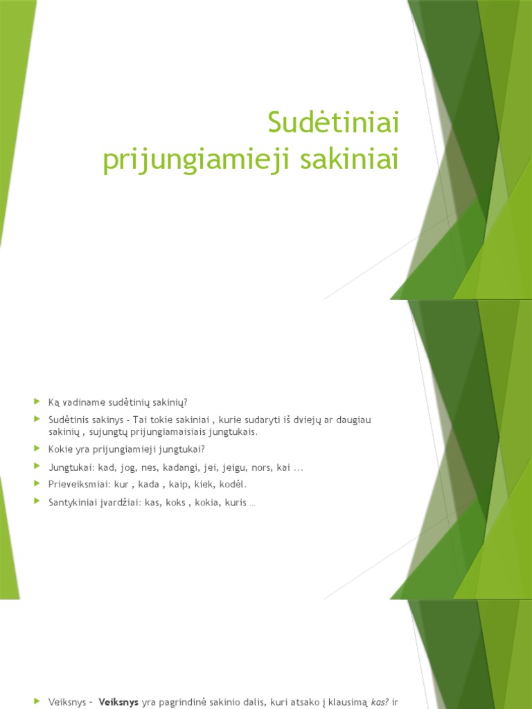 Sudetiniai Prijungiamieji Sakiniai | PDF