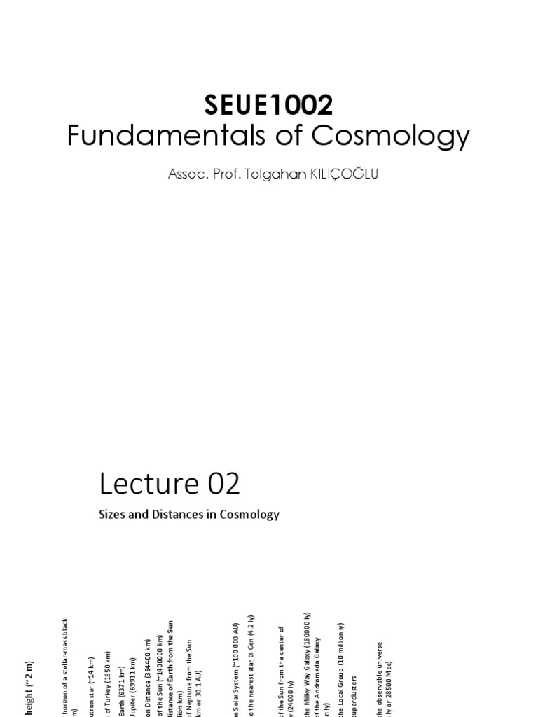 Fundamentals of Cosmology: SEUE1002 | PDF | Milky Way | Astronomy