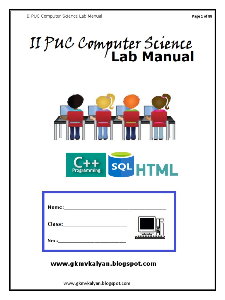 Ii Puc Computer Science Lab Manual Page 1 of 88 | PDF | C++ | Array Data Structure