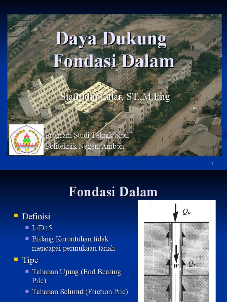 Daya Dukung Fondasi Dalam Tiang Pancang | PDF
