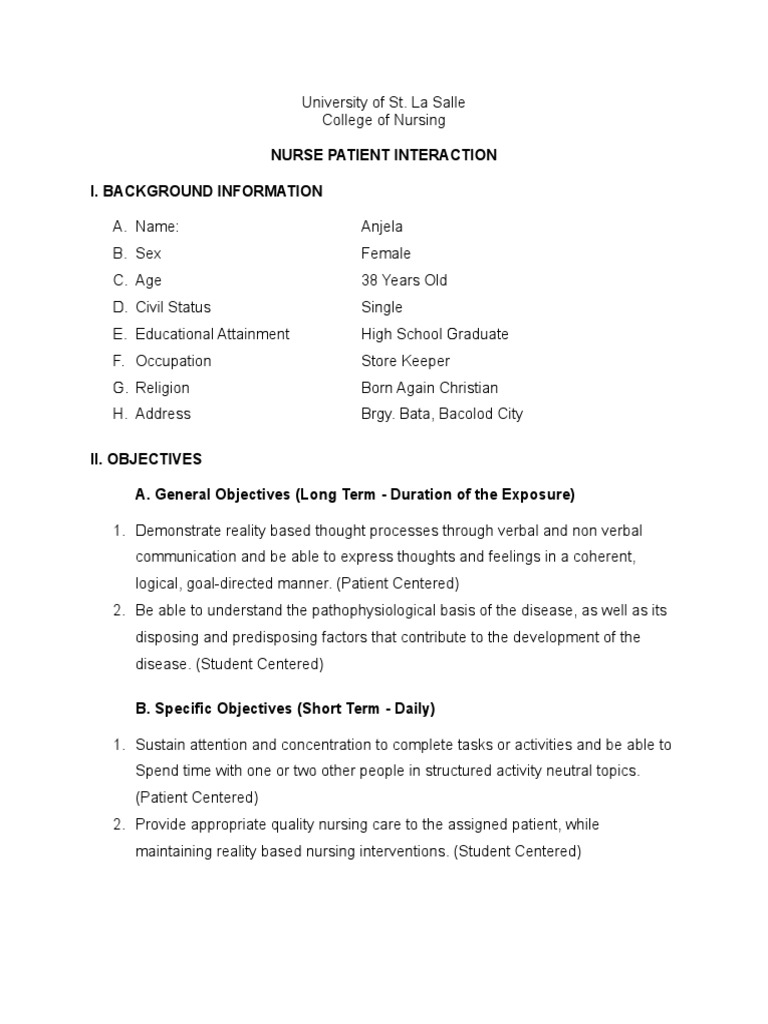 Nurse Patient Interaction Week 2 | PDF | Nursing | Cognition