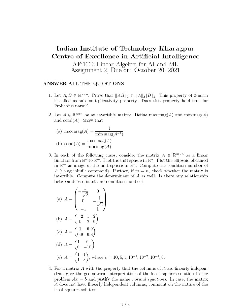 LAforAIML 2 | PDF | Matrix (Mathematics) | Ordinary Least Squares