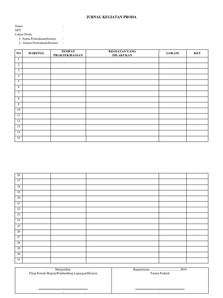 JURNAL KEGIATAN HARIAN PRODA-dikonversi | PDF