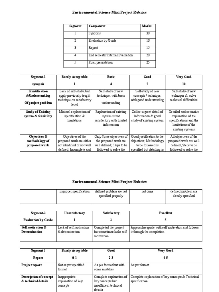 ES Mini Project Rubrics | PDF | Evaluation | Concept