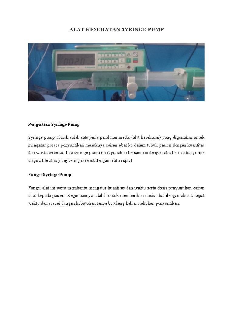 Fungsi dan Penggunaan Syringe Pump | PDF | Kesehatan Holistik