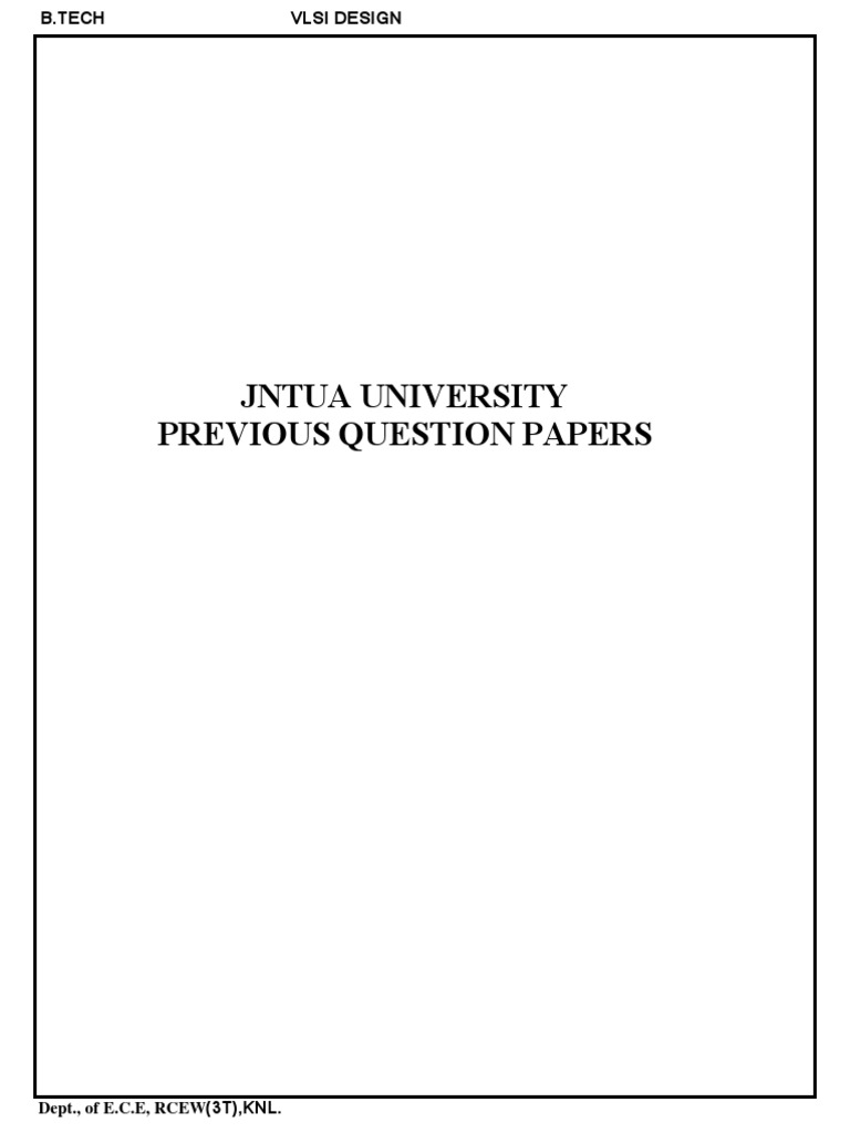 Jntua University Previous Question Papers: Dept., of E.C.E, RCEW | PDF ...