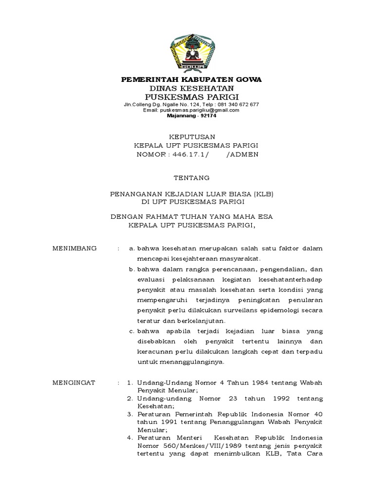 SK Penanganan KLB | PDF