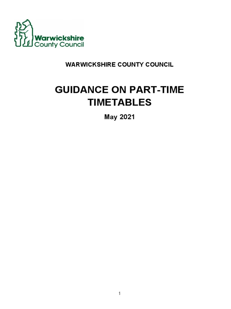Guidance On Part-Time Timetables: Warwickshire County Council | PDF ...