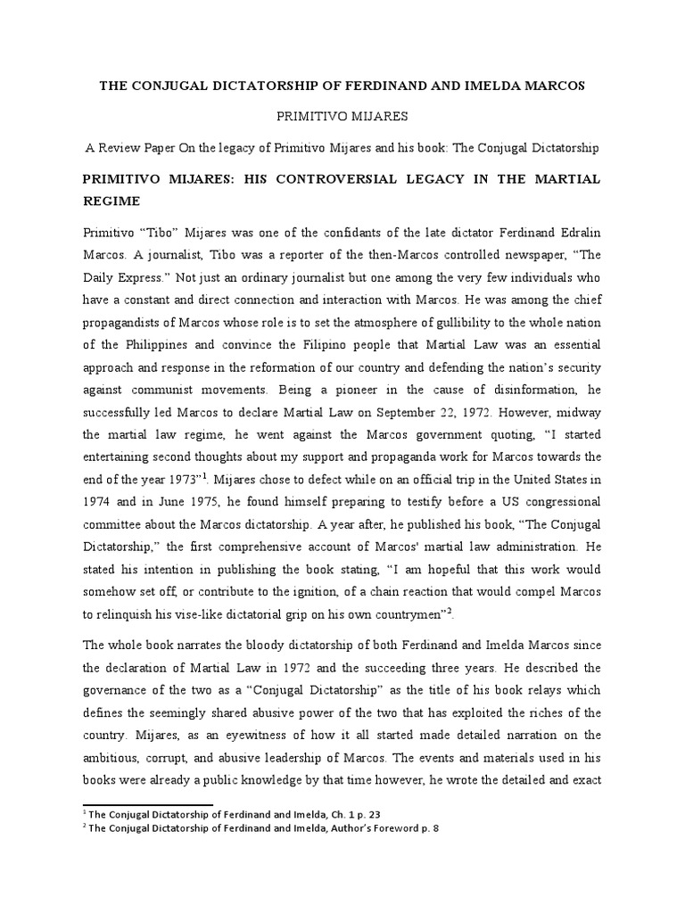 The Conjugal Dictatorship of Ferdinand and Imelda Marcos | PDF ...