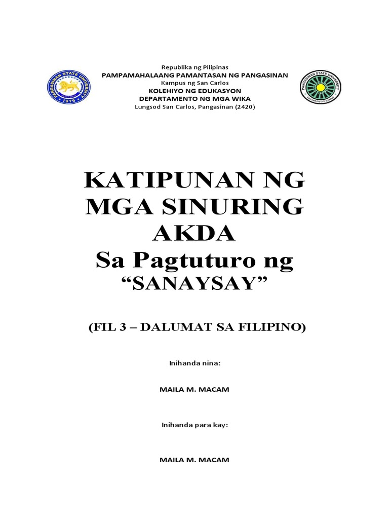 Dalumat Sanaysay Suring Akda Format | PDF