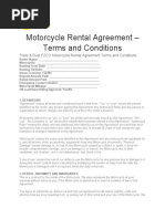 Motorcycle Rental Agreement | PDF | Renting | Vehicles