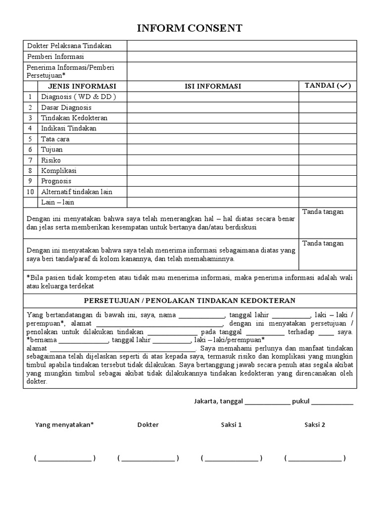 Inform Consent Persetujuan | PDF