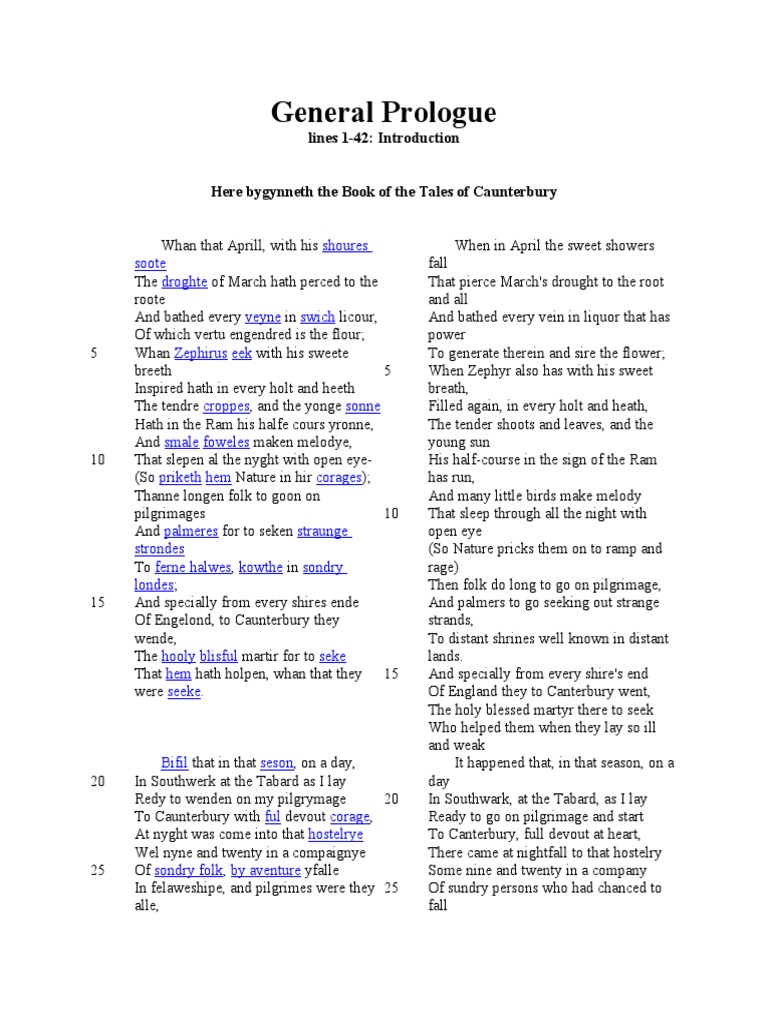 The Canterbury Tales General Prologue Side by Side Translation | PDF