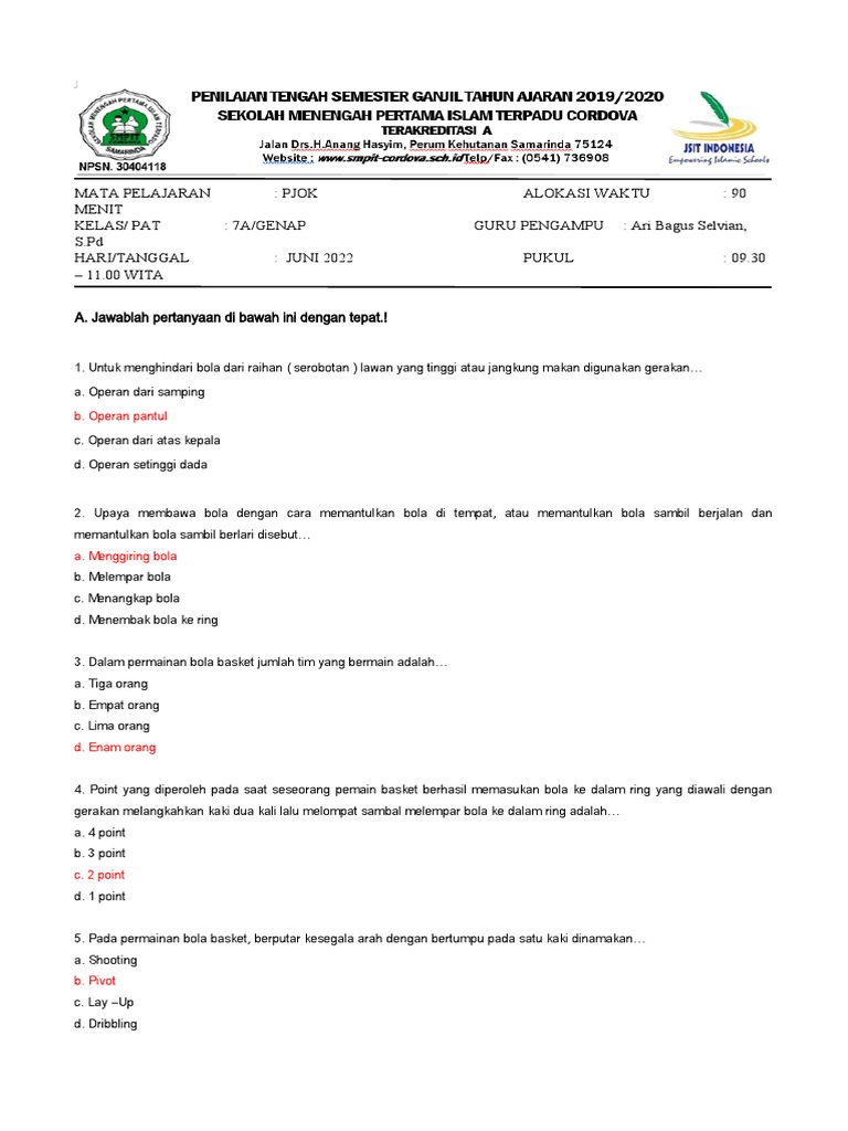 Soal 7a PAT | PDF | Pengembangan Diri