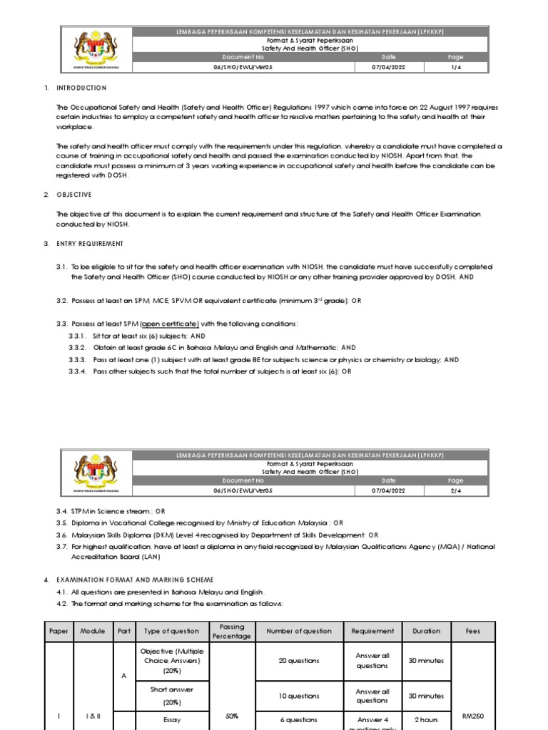 Format Peperiksaan SHO V5 Edit07052022 Approvedlpkkkp | Download Free ...