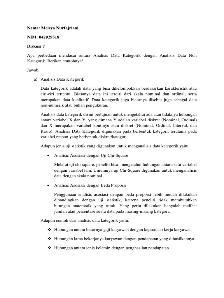 Perbandingan Analisis Data Kategorik dan Non Kategorik | PDF | Sains ...