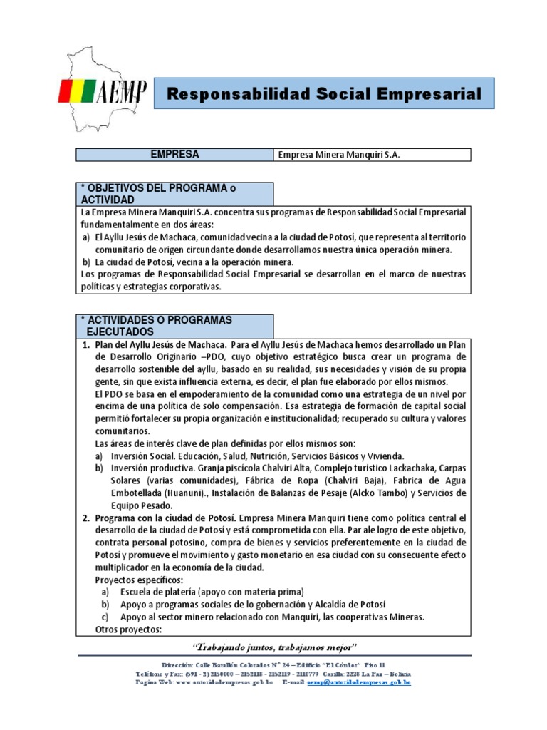 Manquiri S.A. | PDF | Business | Minería