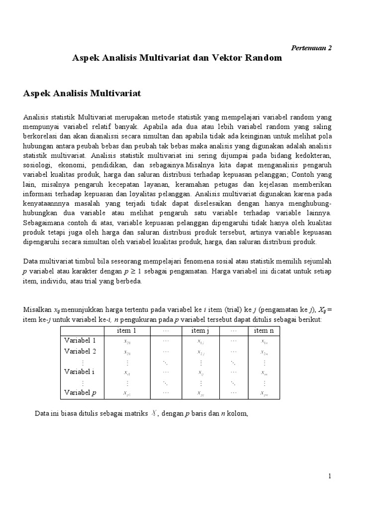 Analisis Multivariat dan Vektor Random | PDF