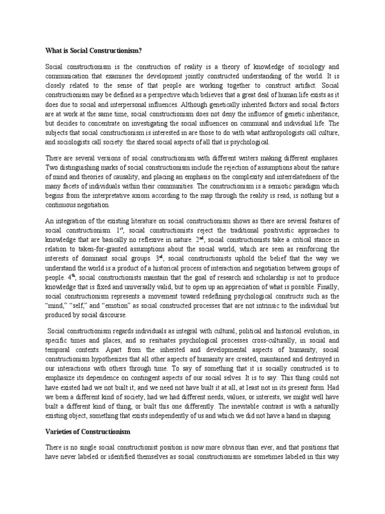 What Is Social Constructionism?: ST ND | PDF | Social Constructionism ...