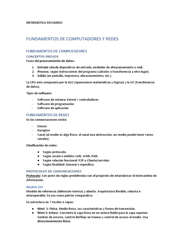 Informática Resumido | PDF | Red de computadoras | Hacker de seguridad