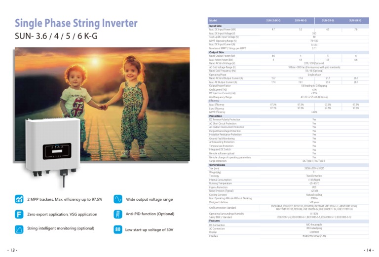 Datasheet Inversor Sun - 3.6-4-5-6k - G | PDF | Alternating Current ...