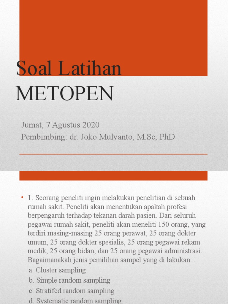 Soal Latihan METOPEN | PDF