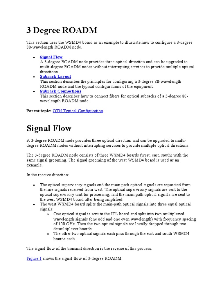 3 Degree ROADM: Signal Flow | PDF | Optical Fiber | Node (Networking)