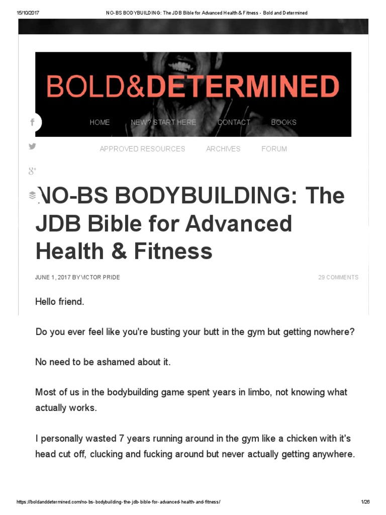 NO-BS BODYBUILDING - The JDB Bible For Advanced Health & Fitness - Bold ...