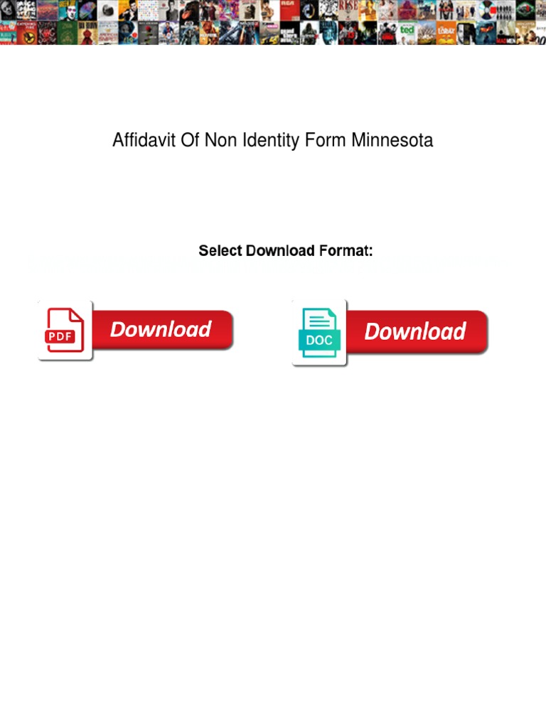 Affidavit of Non Identity Form Minnesota | PDF | Identity Document ...