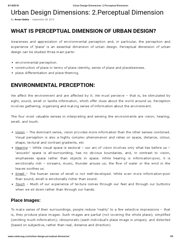What Is Perceptual Dimension of Urban Design? | PDF | Perception | Senses