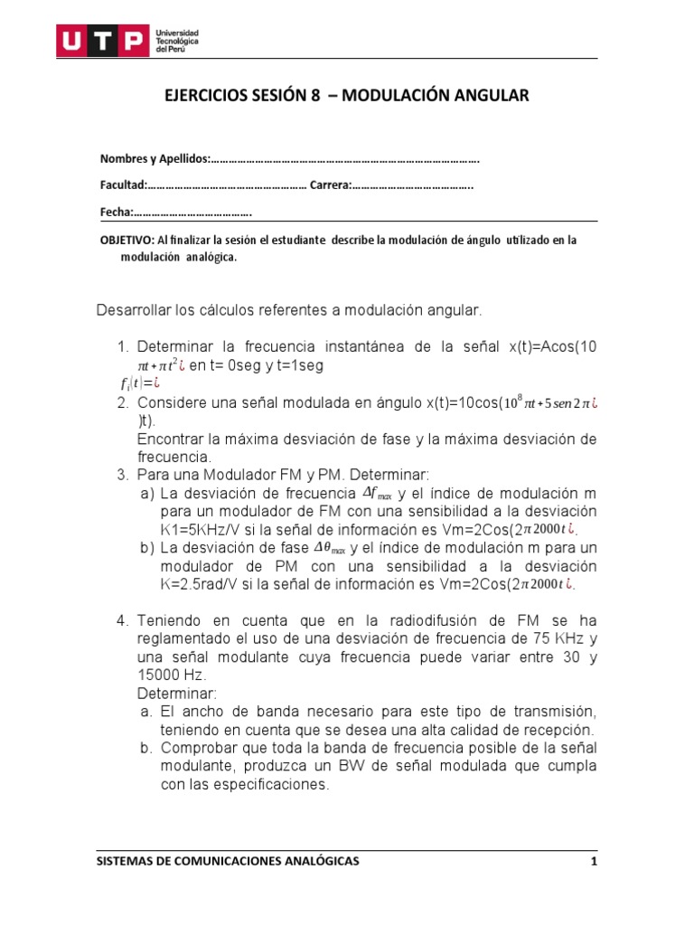 S08.s1 Ejercicios Modulacion Angular | PDF | Modulación de frecuencia ...