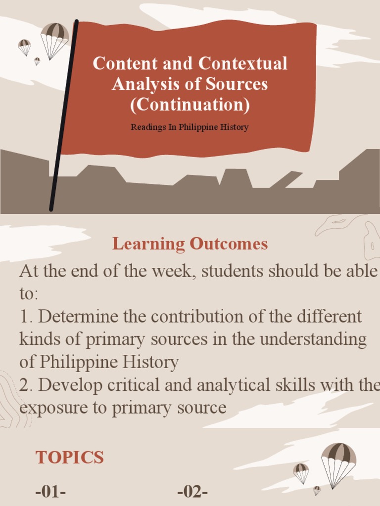 Content and Contextual Analysis of Sources (Continuation) : Readings in ...