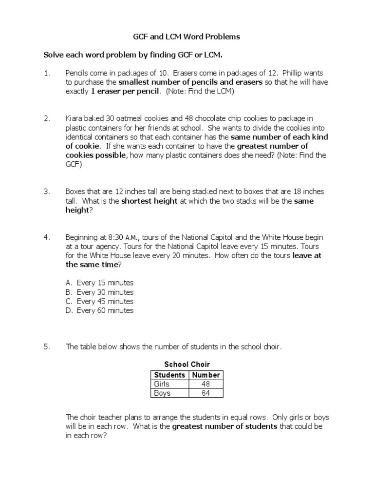 GCF AND LCM Quiz | PDF