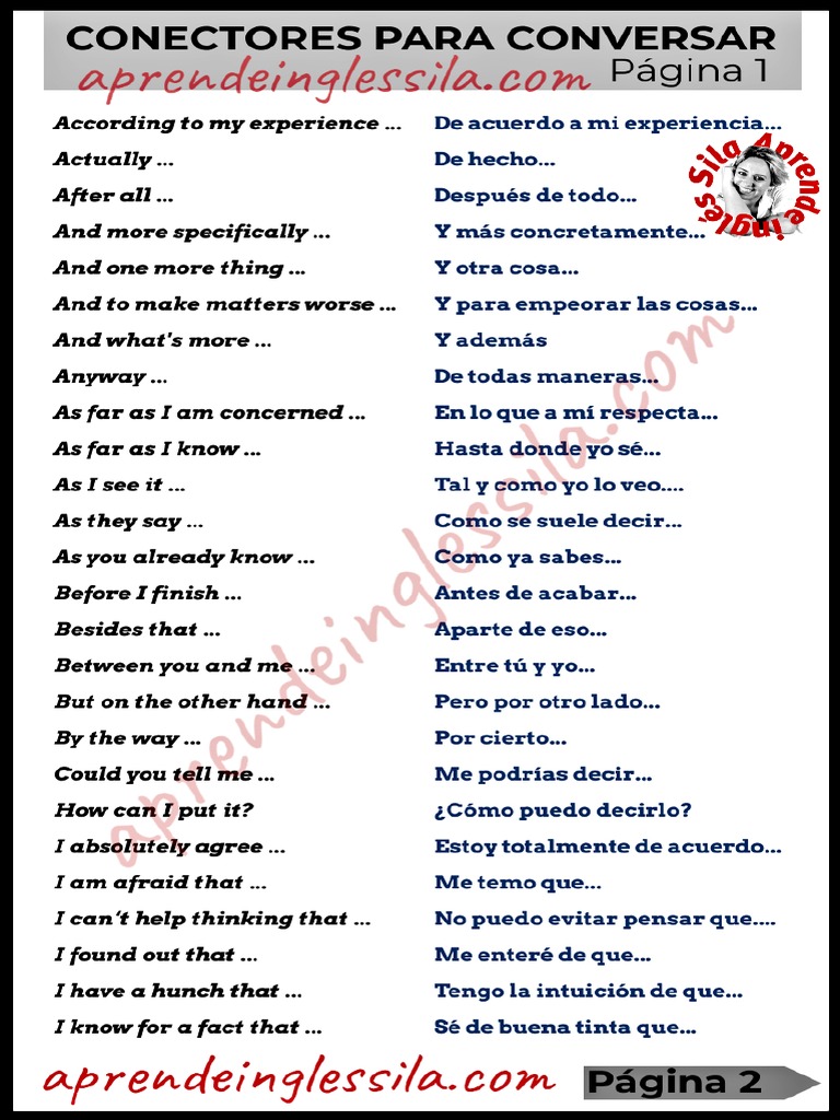 CONECTORES para Conversar en Inglés | PDF