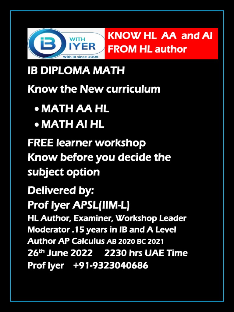 IB MATH HL AA AND AI Seminr 2022 | PDF