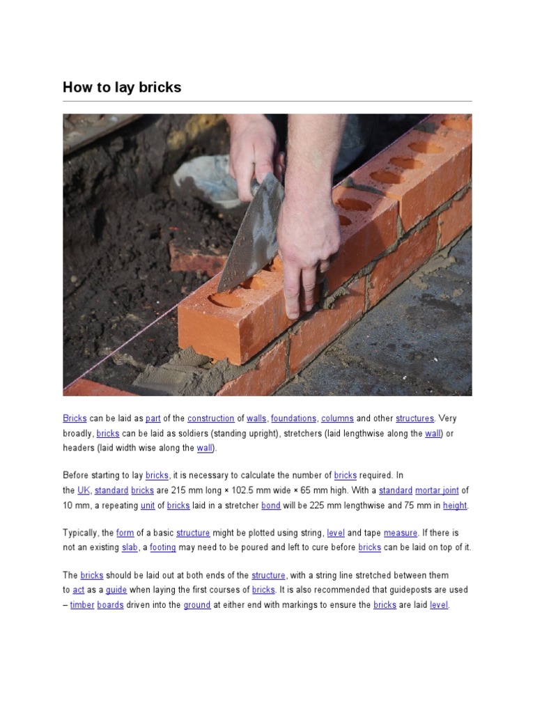 1.3 How To Lay Bricks | PDF | Brick | Building Materials