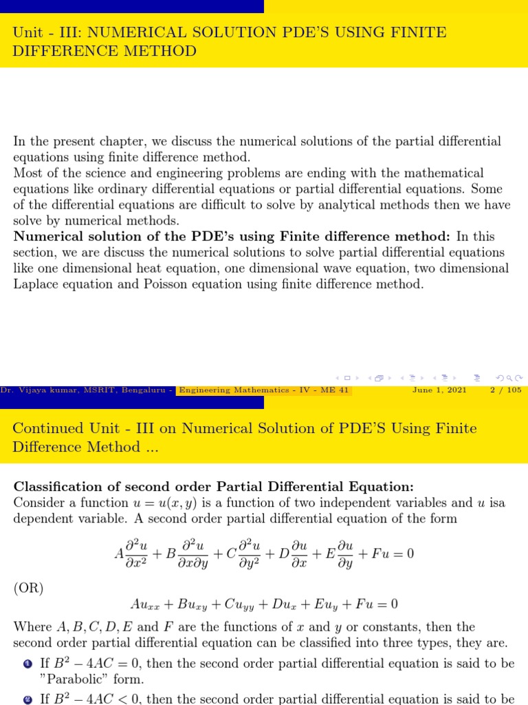 Solution of PDE's Using Finite Difference Method | PDF