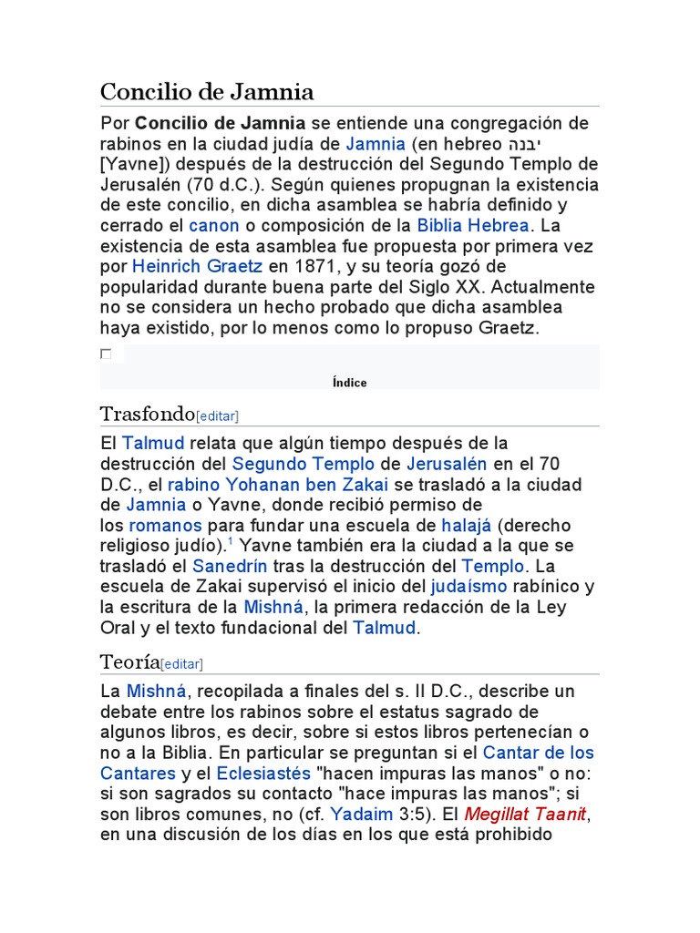 Concilio de Jamnia | PDF | Judios y judaísmo | Biblia hebrea
