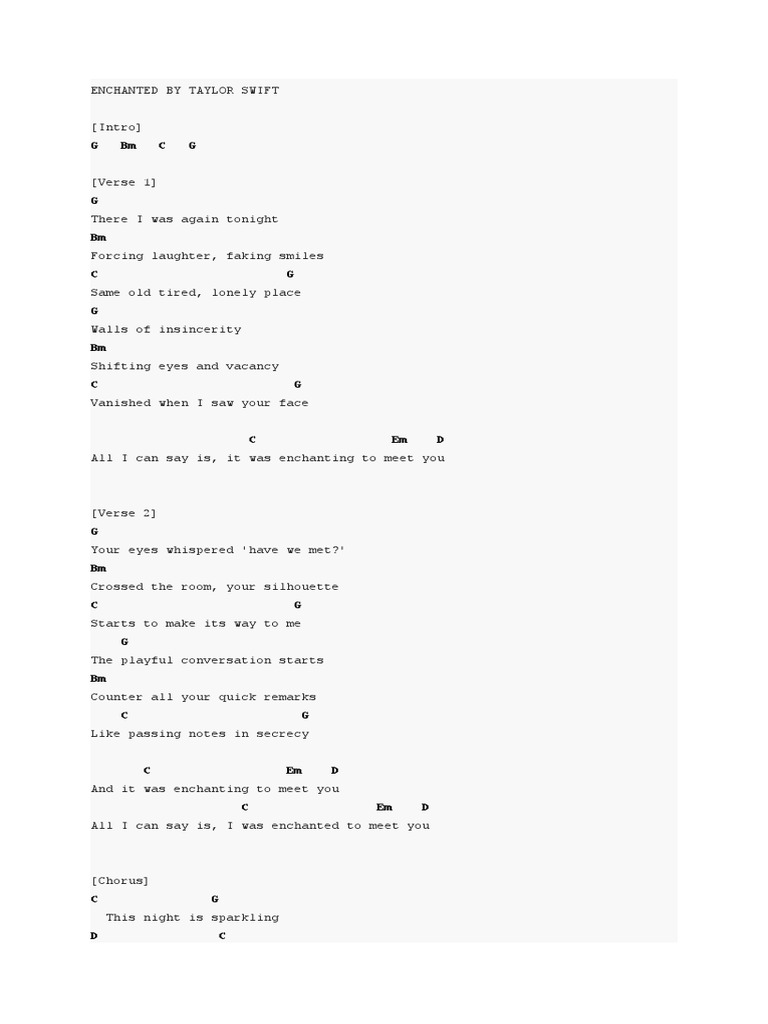 Enchanted by Taylor Swift | PDF | Songs
