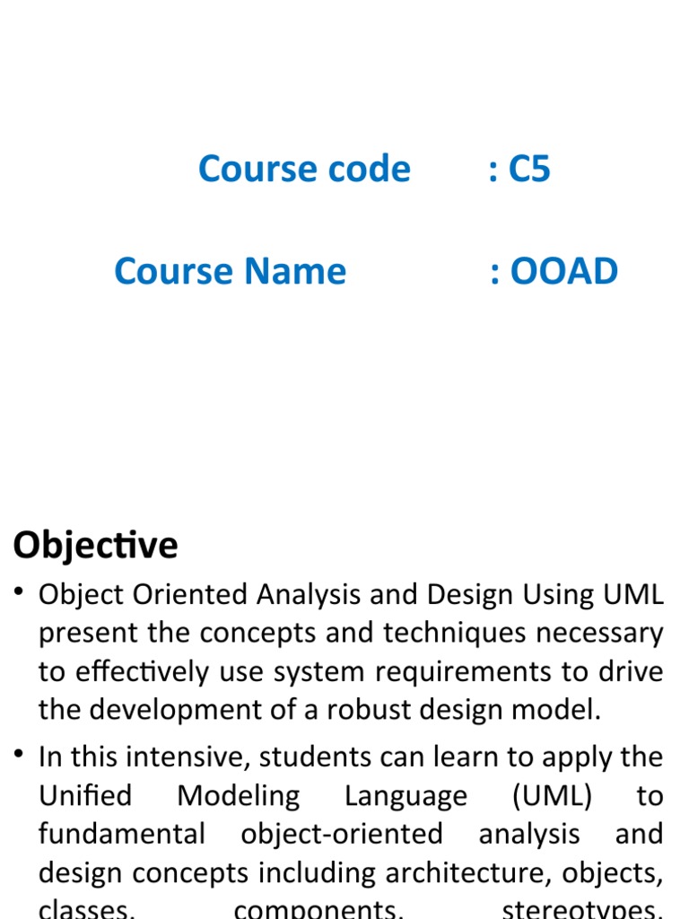 Object Oriented Analysis and Design (OOAD) | PDF | Class (Computer Programming) | Object ...