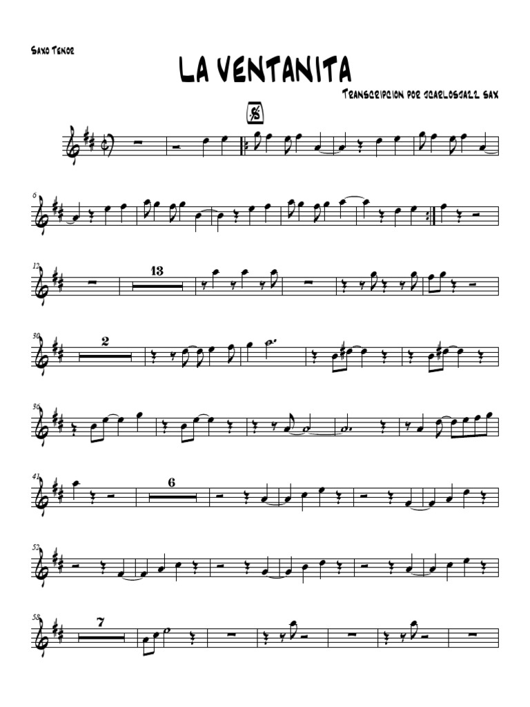 La Ventanita Sergio Vargas Merengue Saxo Tenor | PDF