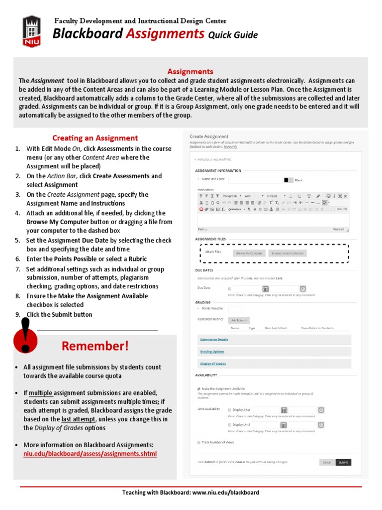 A Guide to Creating and Grading Assignments in Blackboard | PDF ...