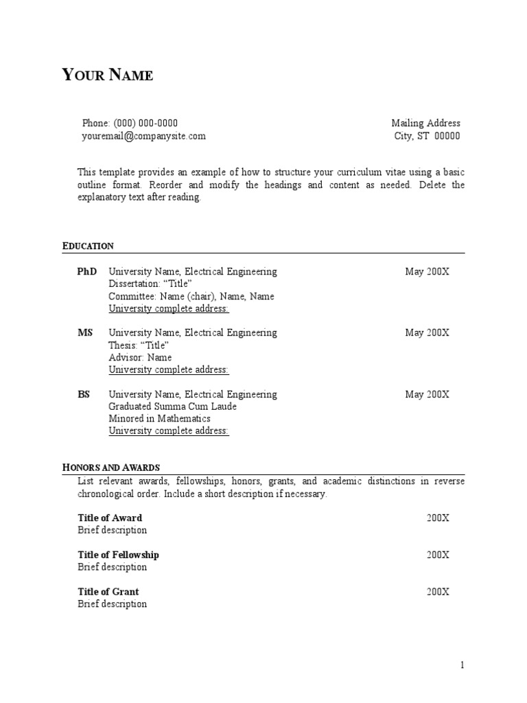 CV - Template | PDF | Thesis