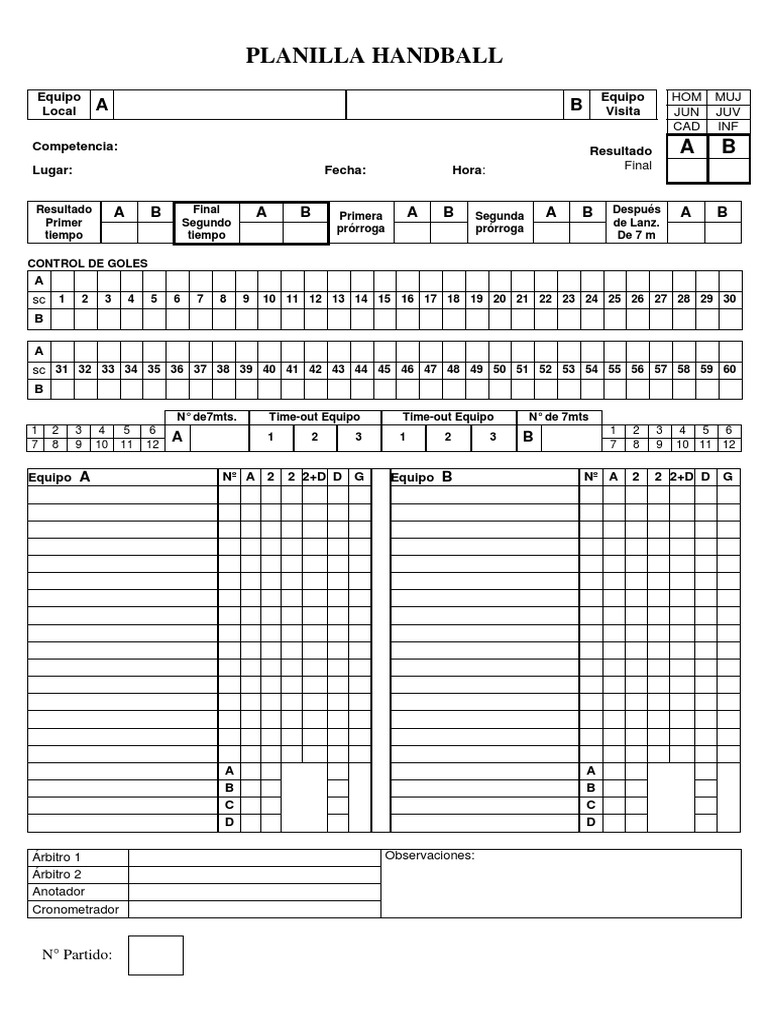 Planilla Handball | PDF
