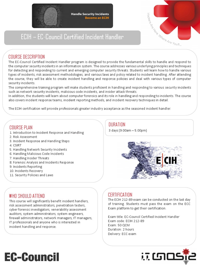 ECIH - EC-Council Certified Incident Handler: Course Description ...