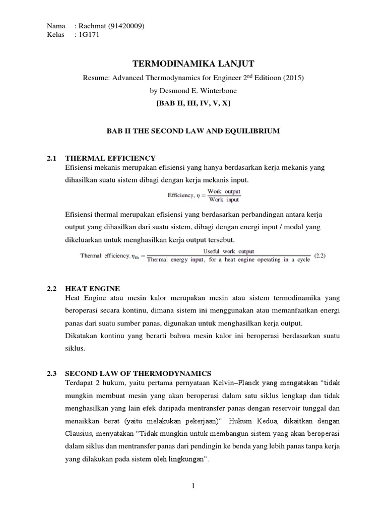 Rangkuman Materi Termodinamika Lanjut | PDF | Sains & Matematika | Teknologi & Rekayasa
