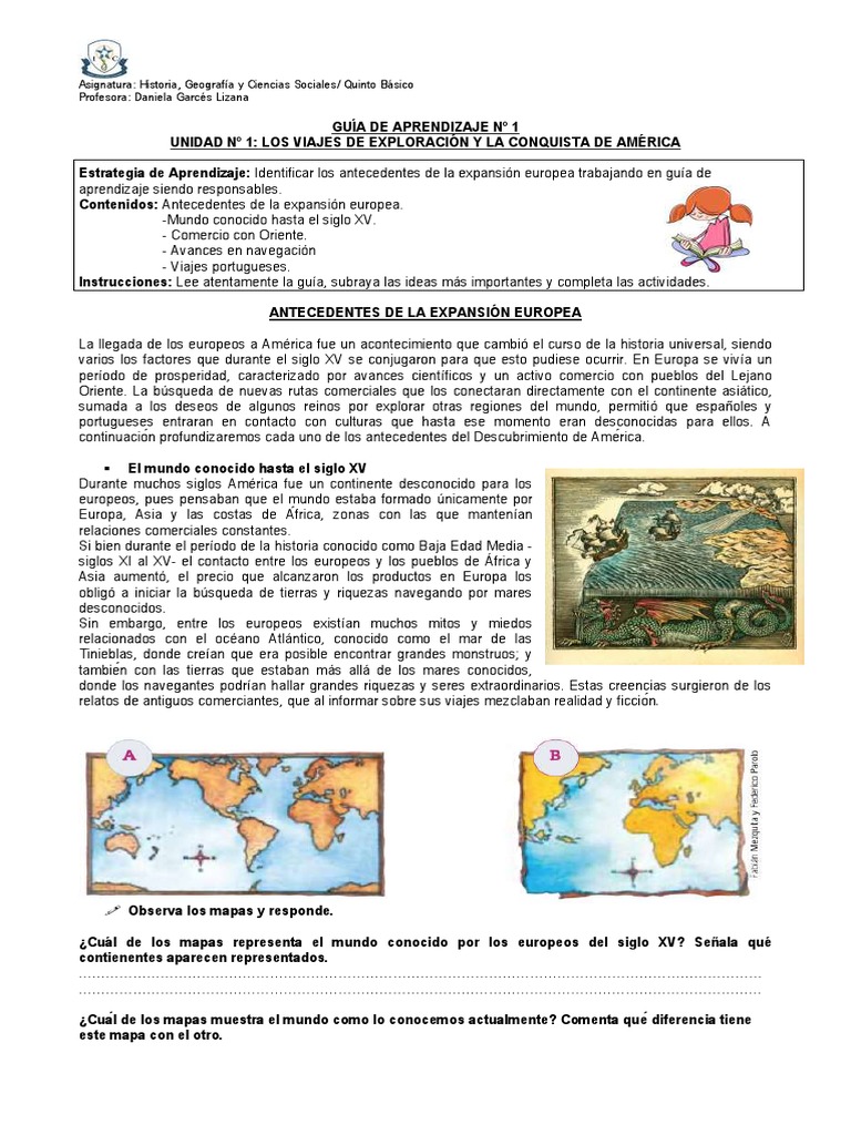 Guía Nº1 Historia 5º Básico | PDF | especia | Europa