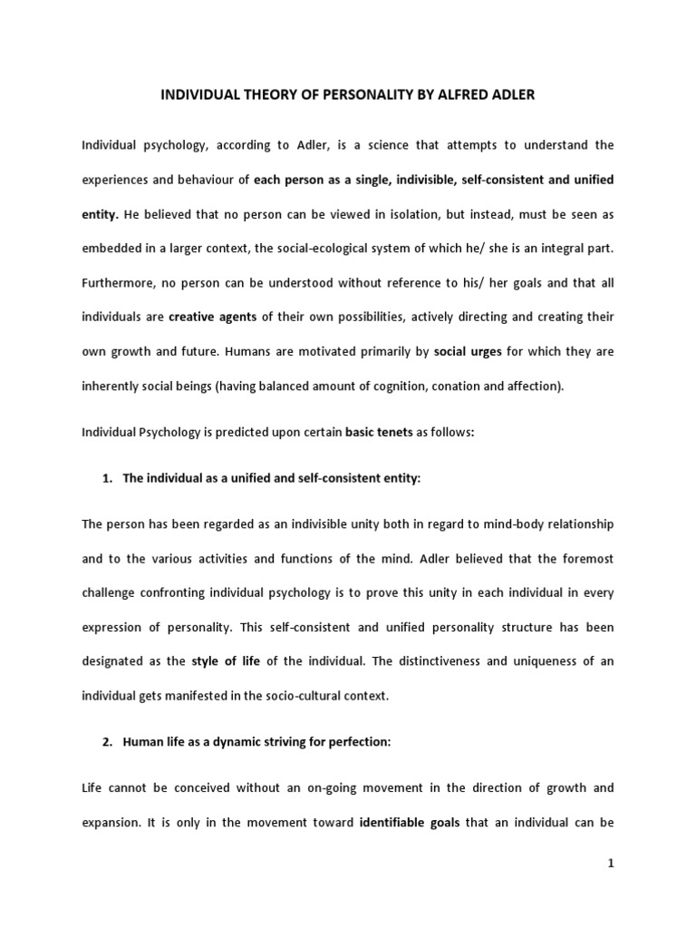 Alfred Adler's Theory of Personality: Understanding Individuals Through ...