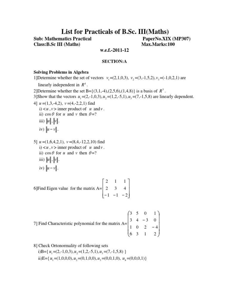 List For Practicals of B.Sc. III (Maths) | PDF | Numerical Analysis ...